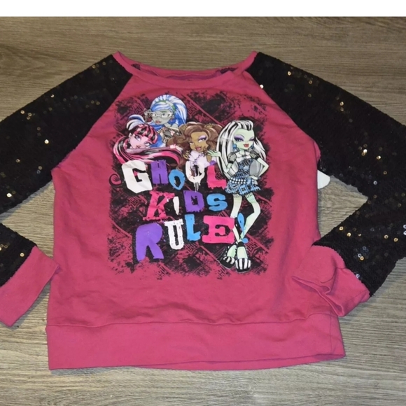 monster high | Shirts & Tops | Monster High Pink And Black Kids Top ...